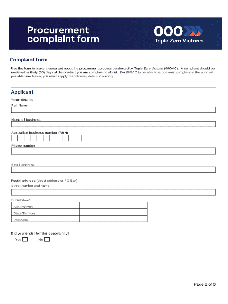 Procurement Process Complaint ... Doc Template | pdfFiller
