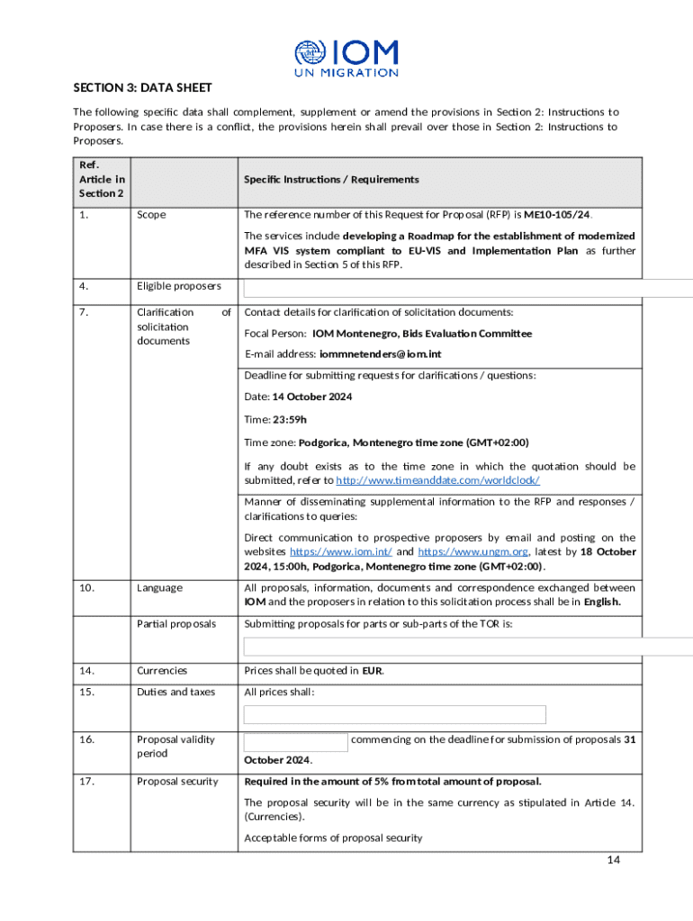 REQUEST FOR PROPOSAL (RFP) - IOM Montenegro Doc Template | pdfFiller