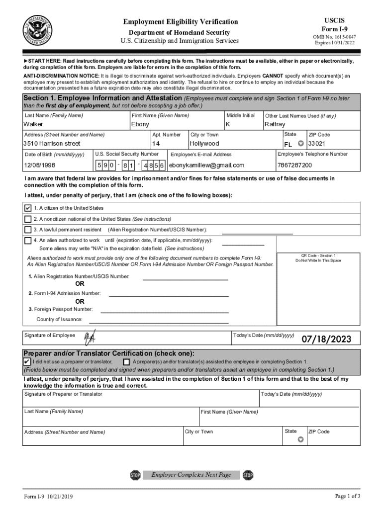 Fillable Online Fillable Online USCIS Form I-9 Instructions - Meredith College ... Fax Email ...