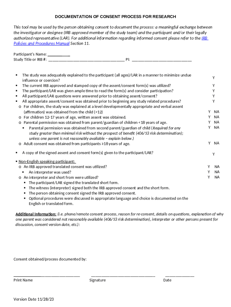 Documentation of Consent Template Doc Template | pdfFiller