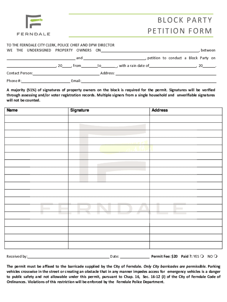 Fillable Online BLOCK SALE PETITION FORM Fax Email Print - pdfFiller