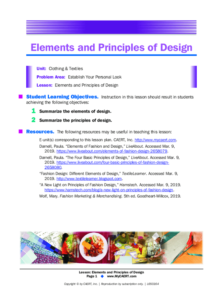 Fillable Online Our lesson tells about the different elements of arts and ... Fax Email Print ...