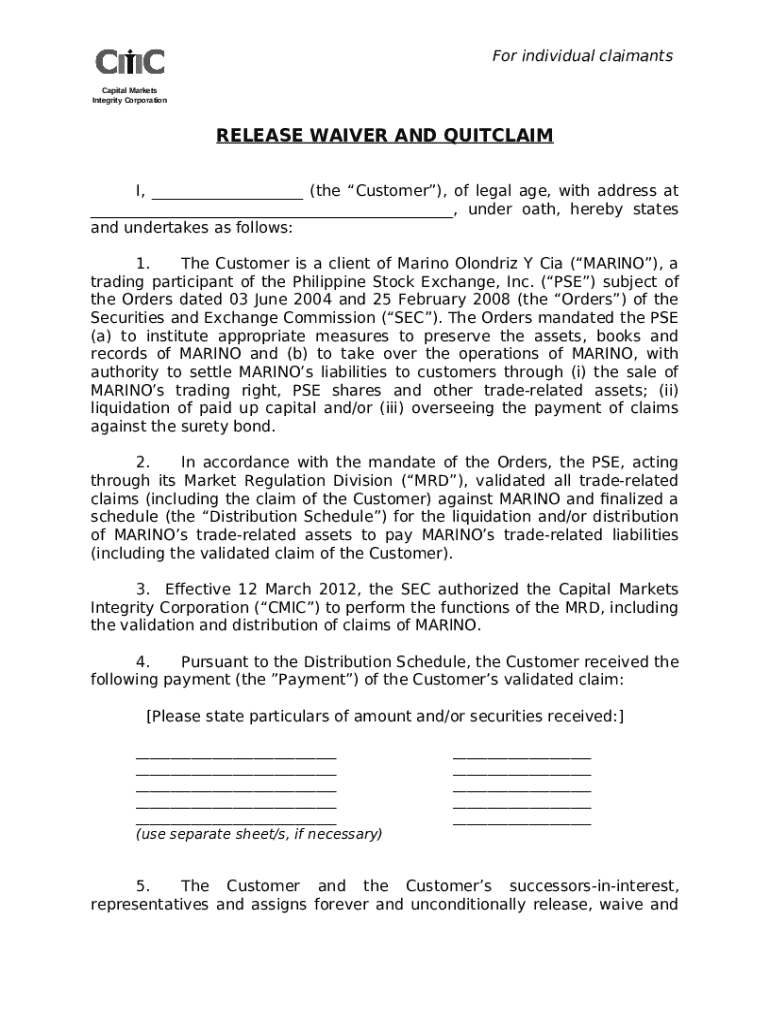 Quitclaim (SAMPLE )PDF Doc Template | pdfFiller