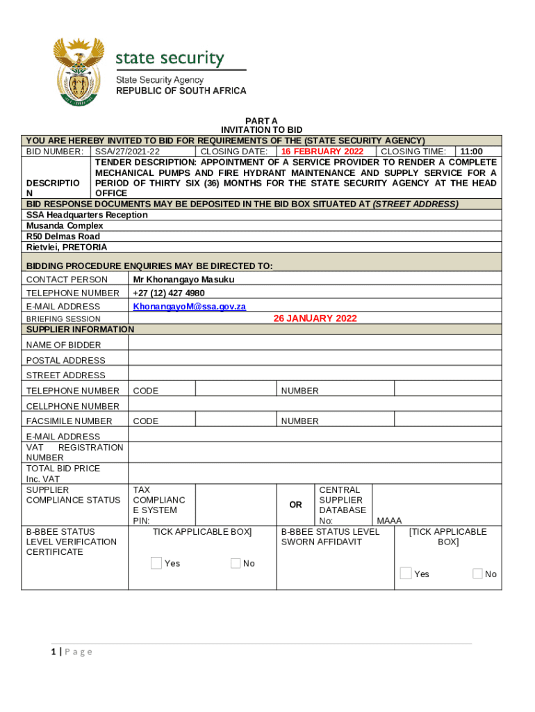 TENDER DESCRIPTION: APPOINTMENT OF A SERVICE PROVIDER TO RENDER A ...