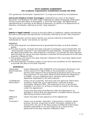DATA SHARING AGREEMENT (Agreement) Doc Template | pdfFiller