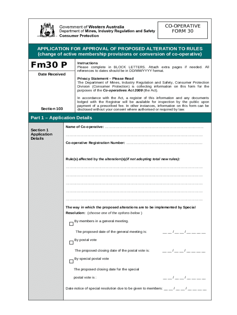 Application for registration/approval of rule amendments Doc Template | pdfFiller