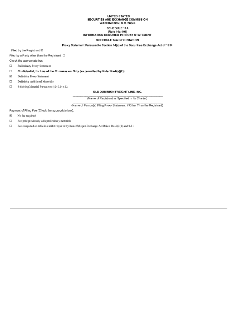 Fillable Online DEF 14A - 04/18/2022 - Old Dominion Freight Line, Inc. Fax Email Print - pdfFiller