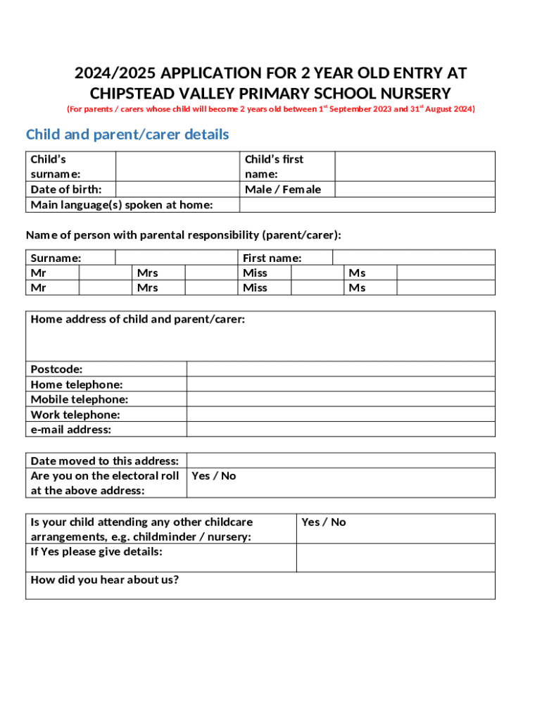 Admission to primary schools 2025/26 Doc Template | pdfFiller