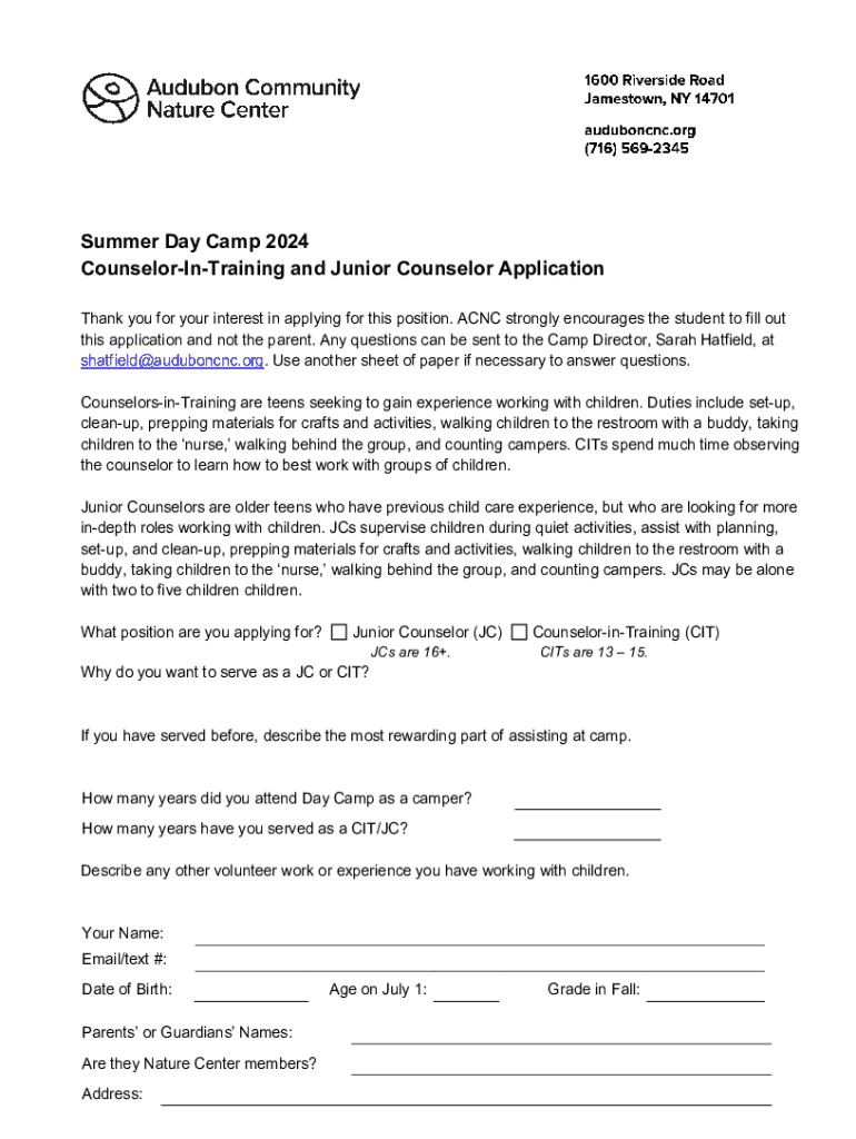 Camp Counselor Cover Letter Examples - Fill Online, Printable, Fillable, Blank | pdfFiller