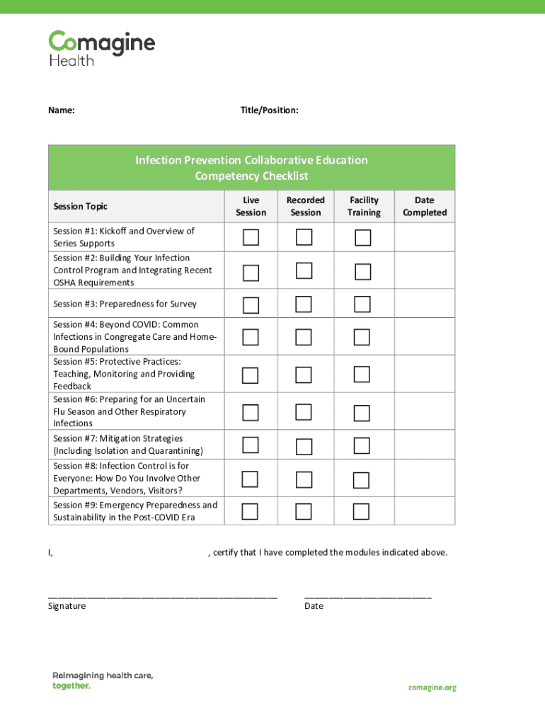Fillable Online Infection Prevention Training & Education Fax Email ...