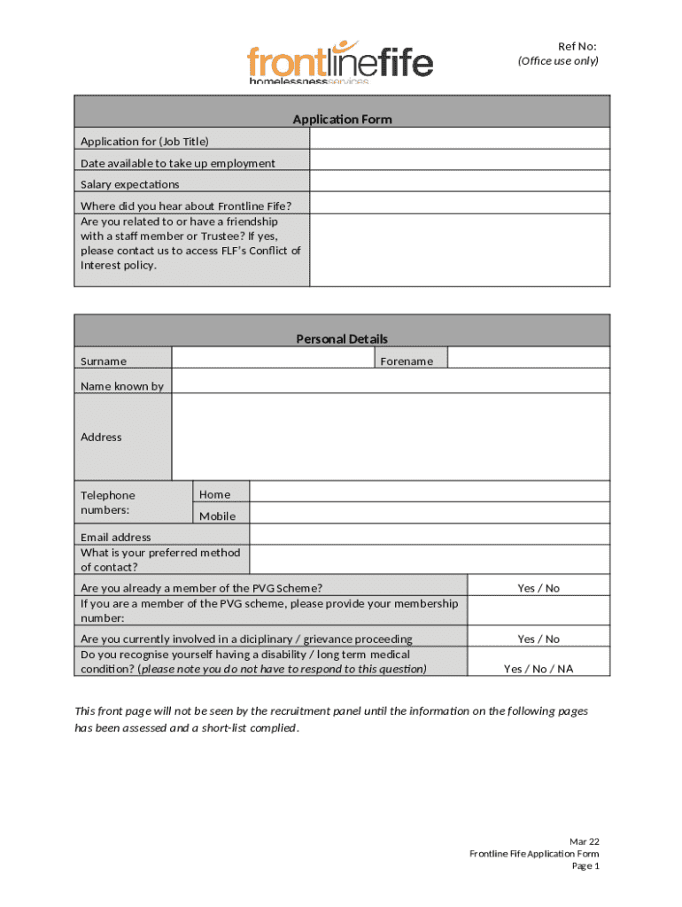 Frontline Fife Homelessness Services Doc Template | pdfFiller