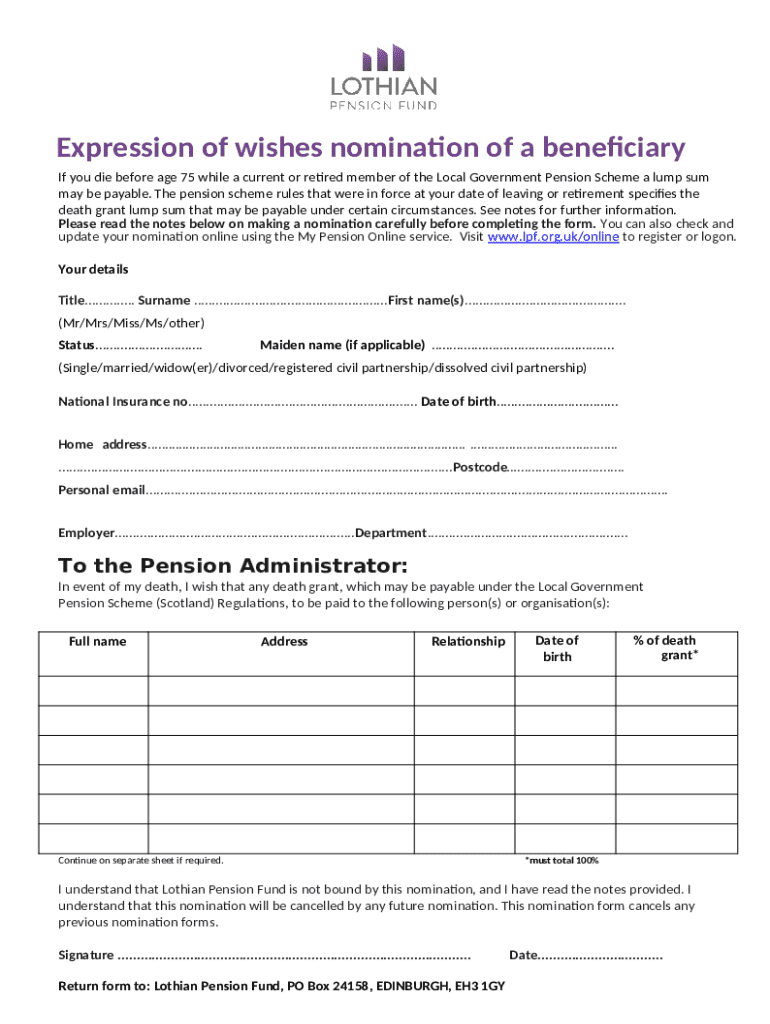 Everything you need to know about nominating a beneficiary Doc Template | pdfFiller