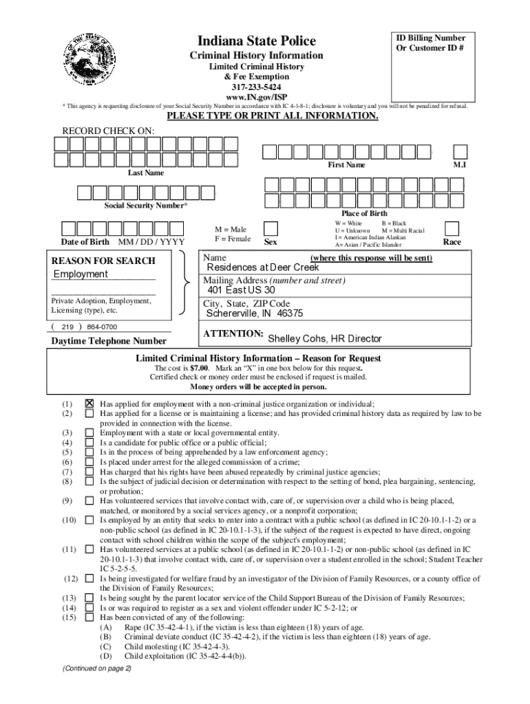 Fillable Online Request a Limited Criminal History Report Fax Email ...