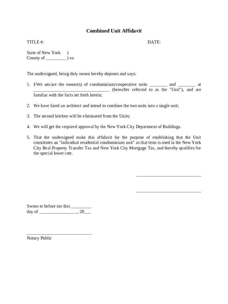 Affidavit-of-Combination-of-Units-for-NYC-DOB Doc Template | pdfFiller