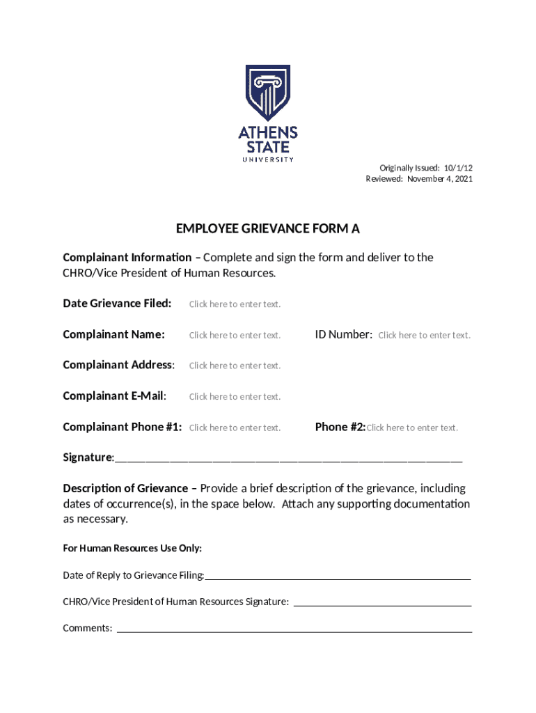 Employee Grievance A Doc Template | pdfFiller