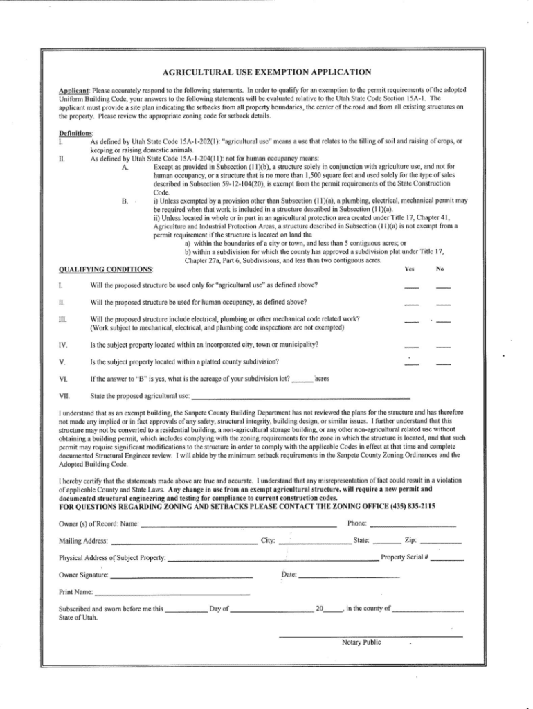 Fillable Online AGRICULTURAL USE EXEMPTION APPLICATION Fax Email Print ...