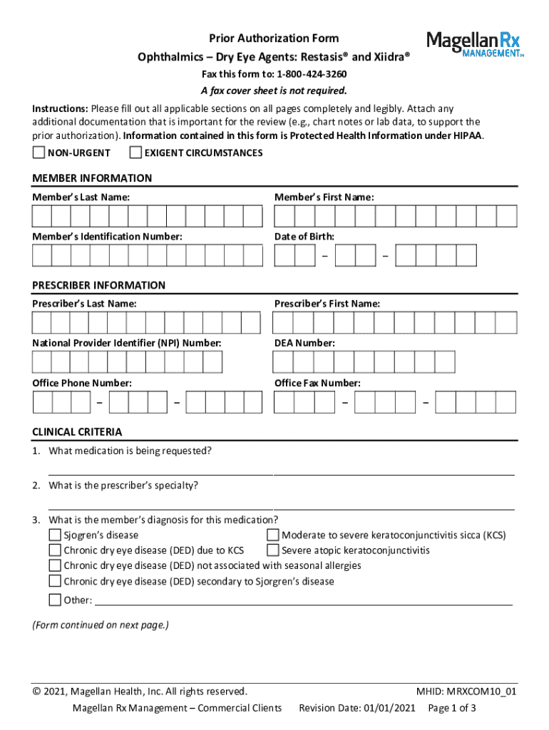 Fillable Online Dry Eye Agents PA FormMagellan Rx Management. Dry Eye ...