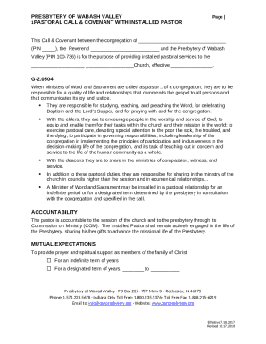 Covenant Agreement For Non-Installed Pastoral Positions Doc Template ...