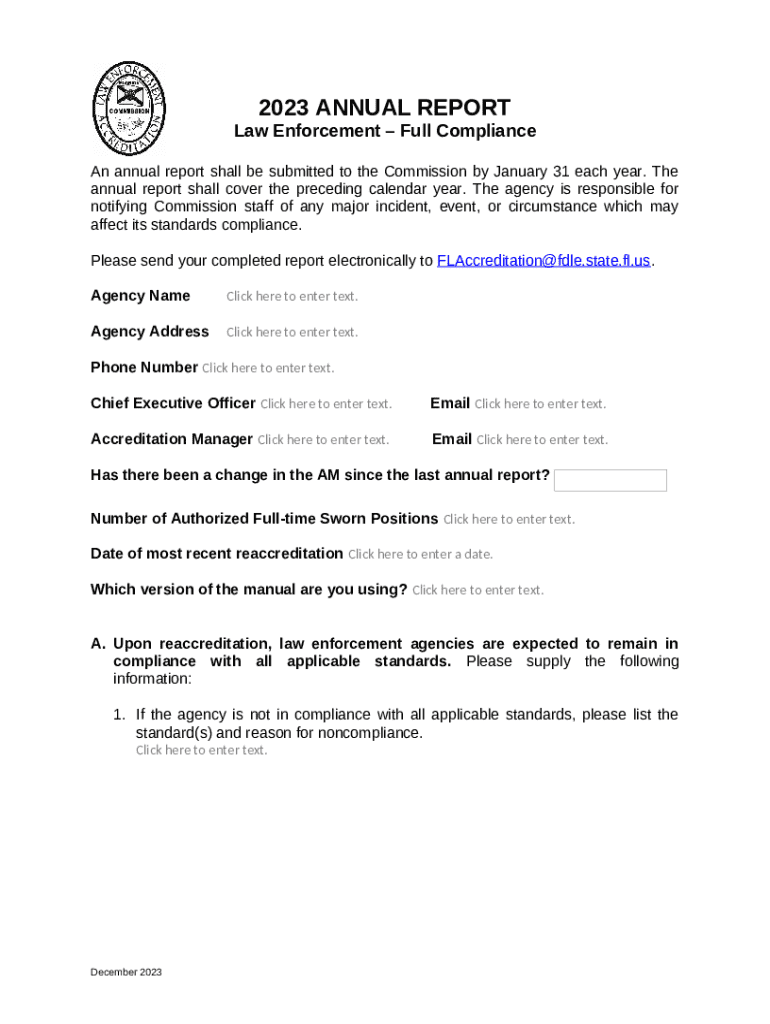 Law Enforcement Annual Report - Blank Fillable Template | Fill Out ...