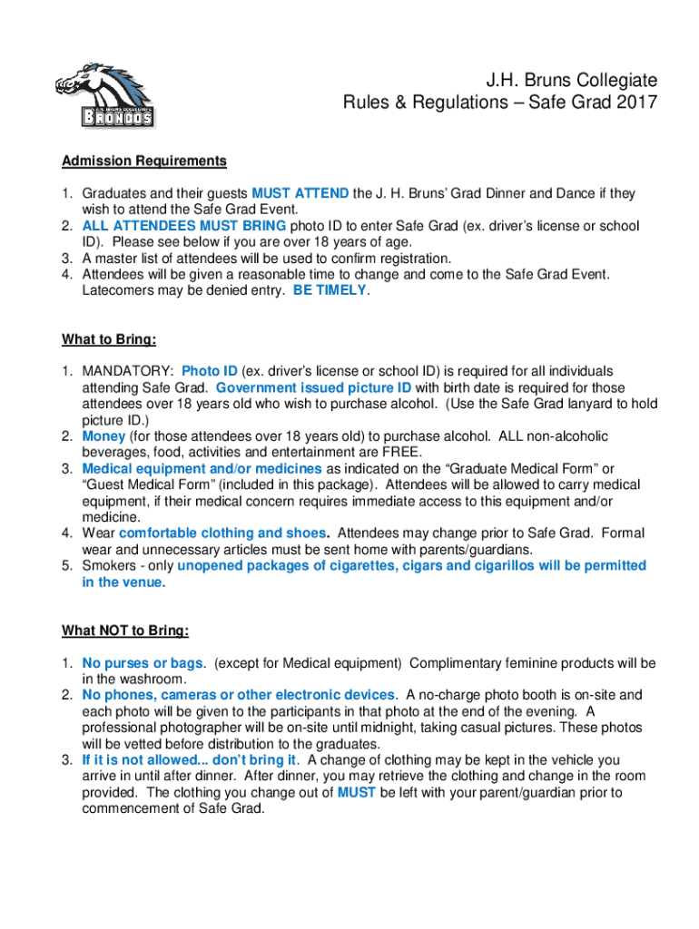 Fillable Online Parents\' Guide to the J.H. Bruns Collegiate Dinner ...