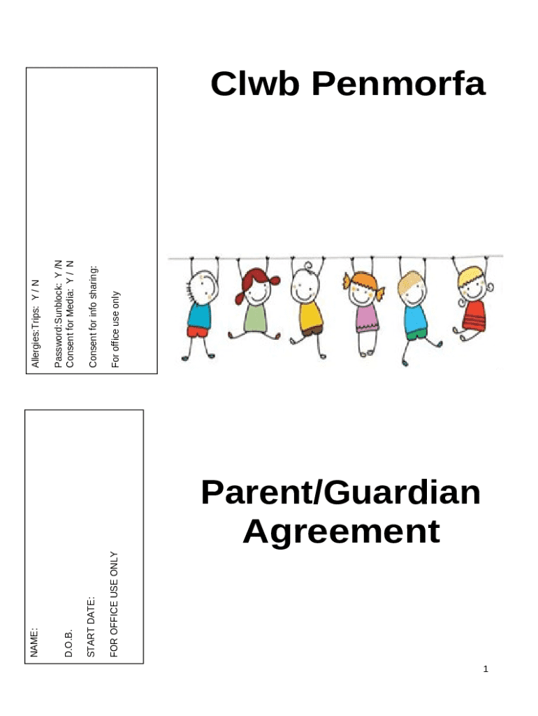 Clwb Penmorfa Parent/Guardian Agreement Doc Template | pdfFiller