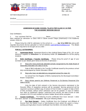 Sainik School, Tilaiya Doc Template | pdfFiller