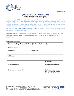 job application the rivers trust (rt) Doc Template | pdfFiller