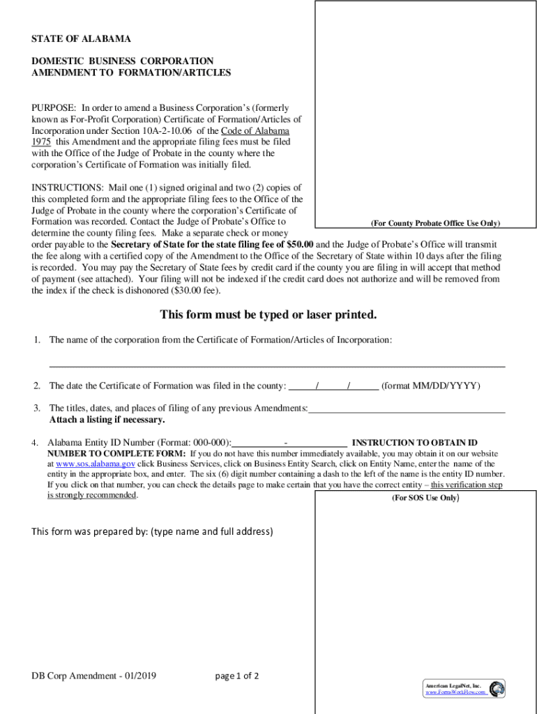 Fillable Online How to Amend an Alabama Certificate of Formation Fax ...