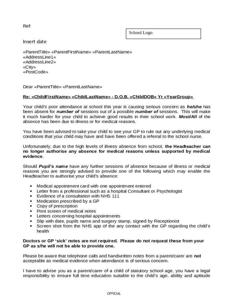 Download: Medical Absence letter Doc Template | pdfFiller