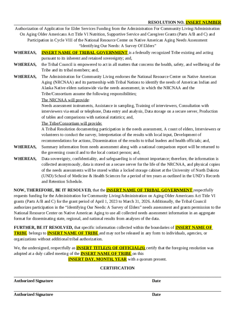 Tribal Council Resolution Doc Template | pdfFiller