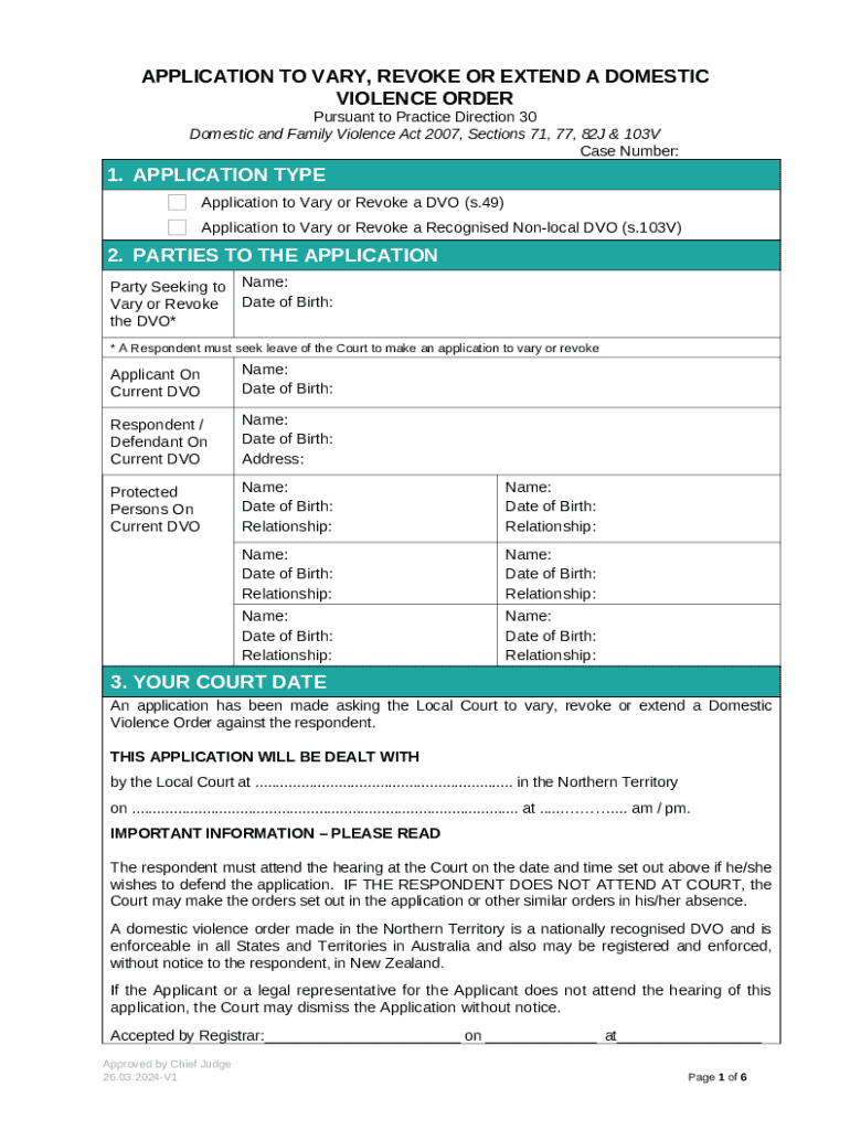 Application to Vary, Revoke or Extend a Domestic Violence ...