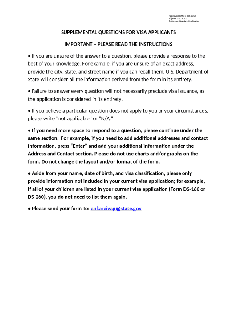 Supplemental Questions for Visa Applicants: Passport History Doc ...