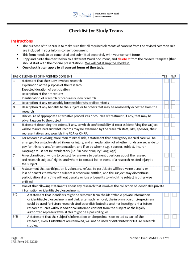 What Needs to be in a Consent ? - irb emory Doc Template | pdfFiller