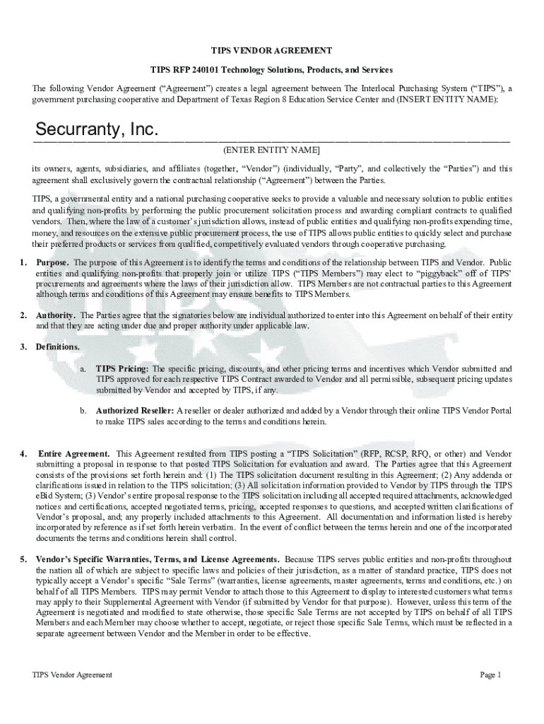 Fillable Online Vendor Agreement Sample Contracts Fax Email Print - pdfFiller