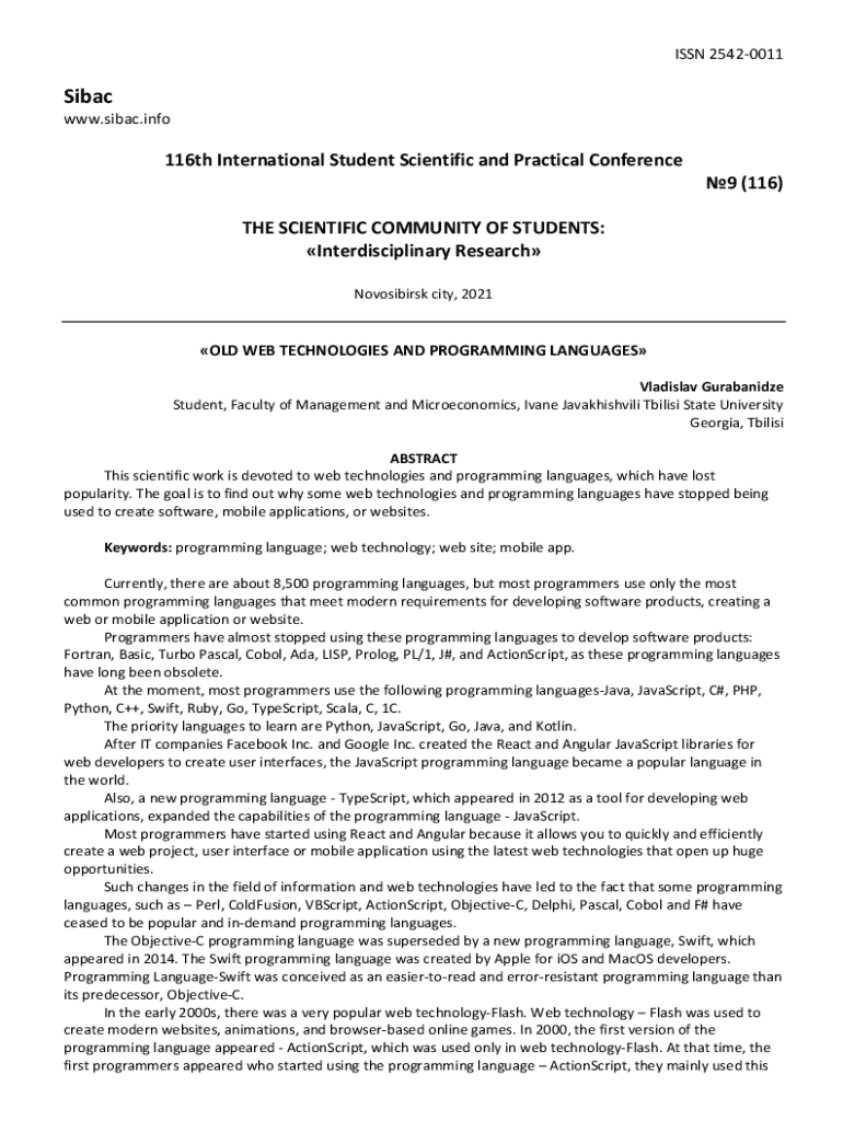 Fillable Online Old Web Technologies And Programming Languages Fax Email Print Pdffiller