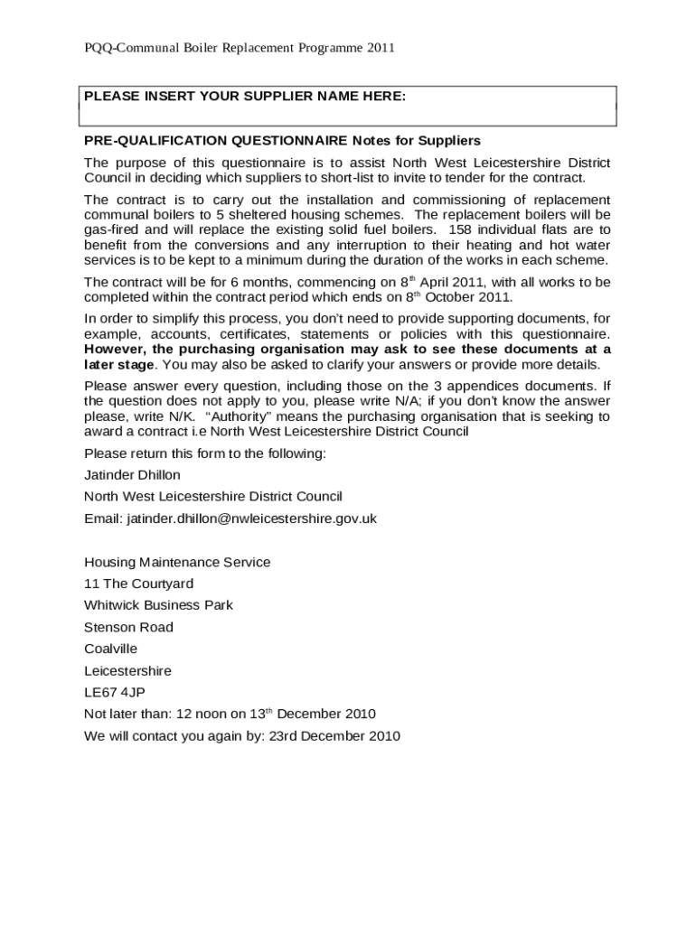 Pre-Qualification Questionnaire Explained: Your Guide to ... Doc ...