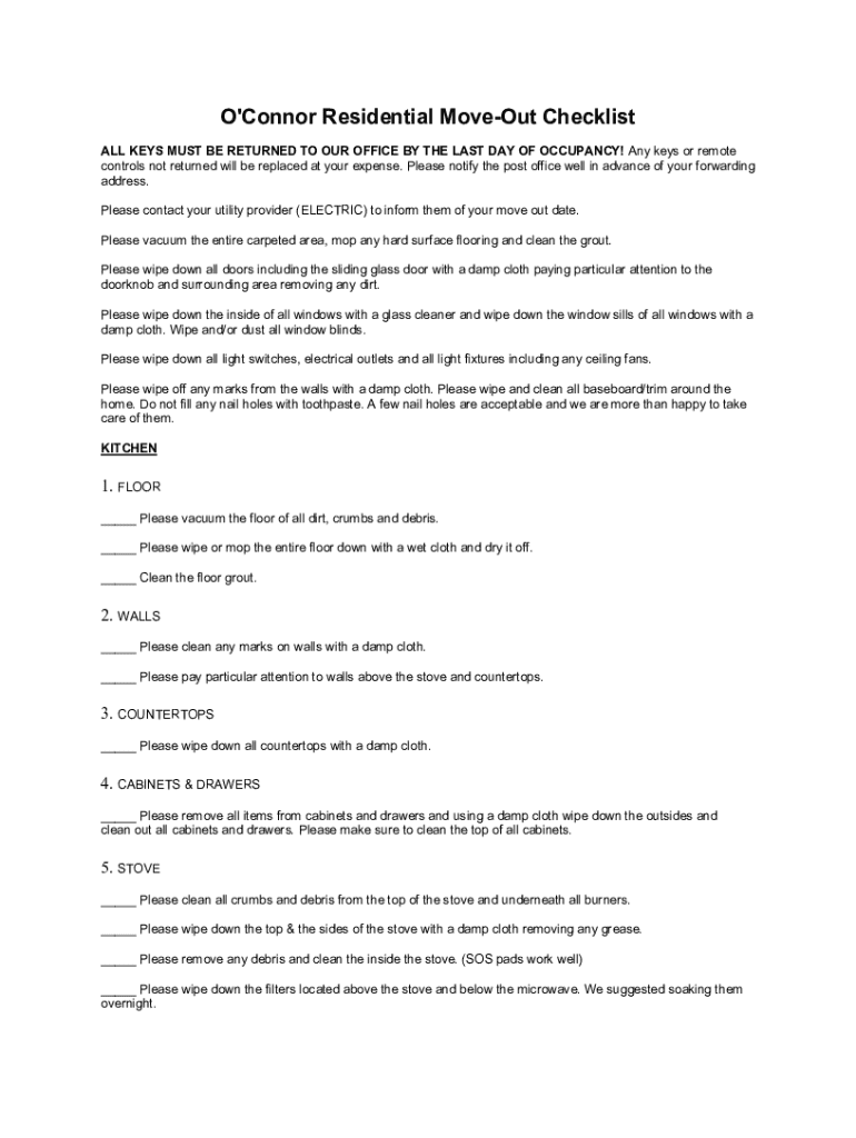 Fillable Online The Best Apartment Move Out Checklist for Tenants Fax ...