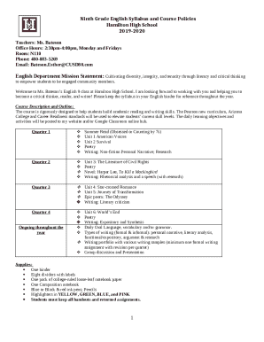 English 9 syllabus fifth hour.docx Doc Template | pdfFiller