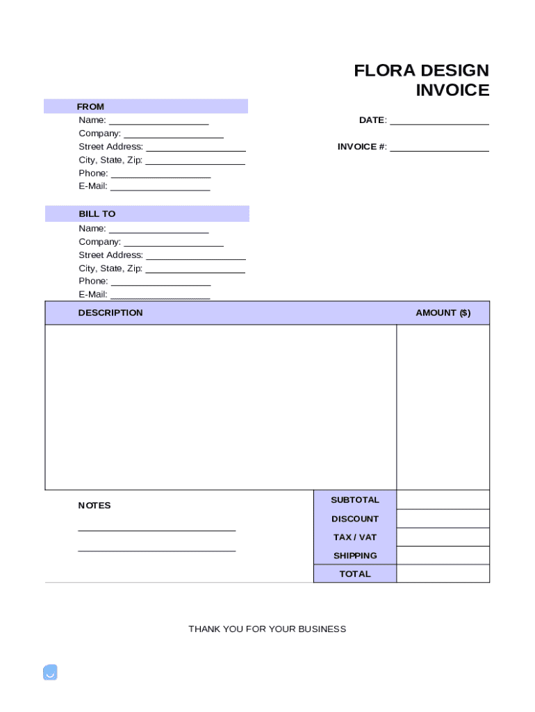 Flora-Design-Invoice-Template.docx Doc Template | pdfFiller