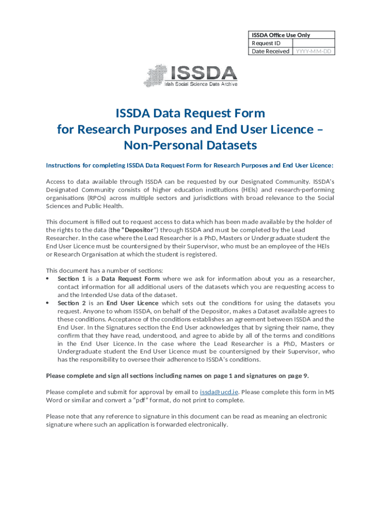 ISSDA Data Request for Research Purposes Doc Template Doc Template | pdfFiller
