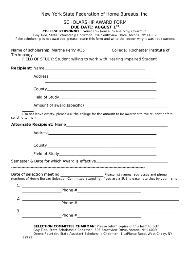 SCHOLARSHIP S and Ination - Home Bureau Doc Template | pdfFiller