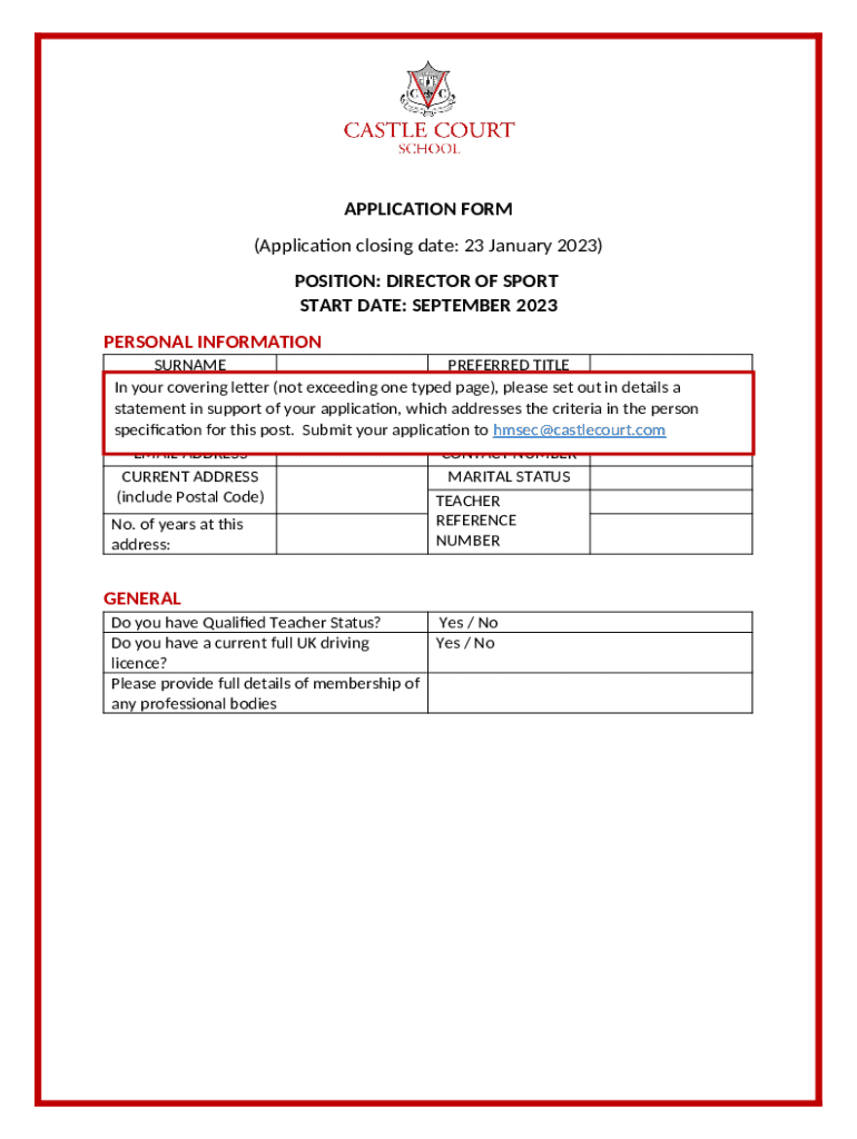 APPLICATION POSITION: START DATE Doc Template | pdfFiller