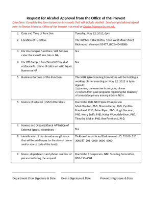 Limited Alcohol Approval Doc Template | pdfFiller