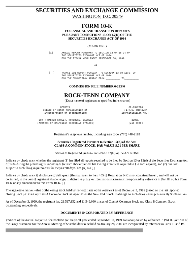 ROCK TENN CO (: 10-K, Received: 12/22/1999 ... - cloudfront.net Doc Template | pdfFiller