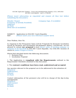 All the necessary documents for the application to the ESA ... Doc ...