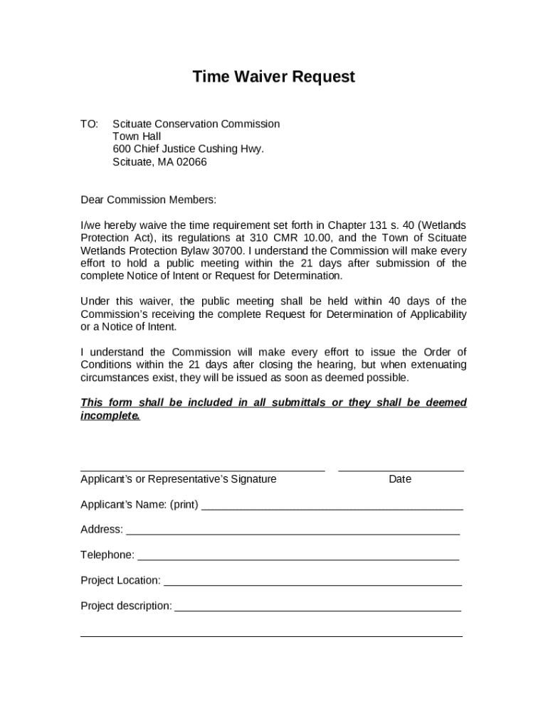 Waiver sScituate MA Doc Template | pdfFiller