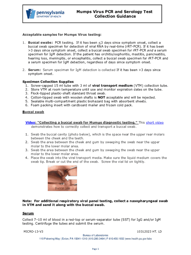 Fillable Online Lab Testing for Mumps at the MDH Public Health ...