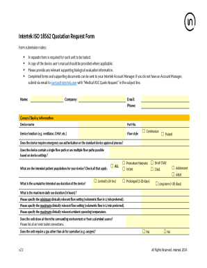 Intertek ISO 18562 Quotation Request Doc Template | pdfFiller