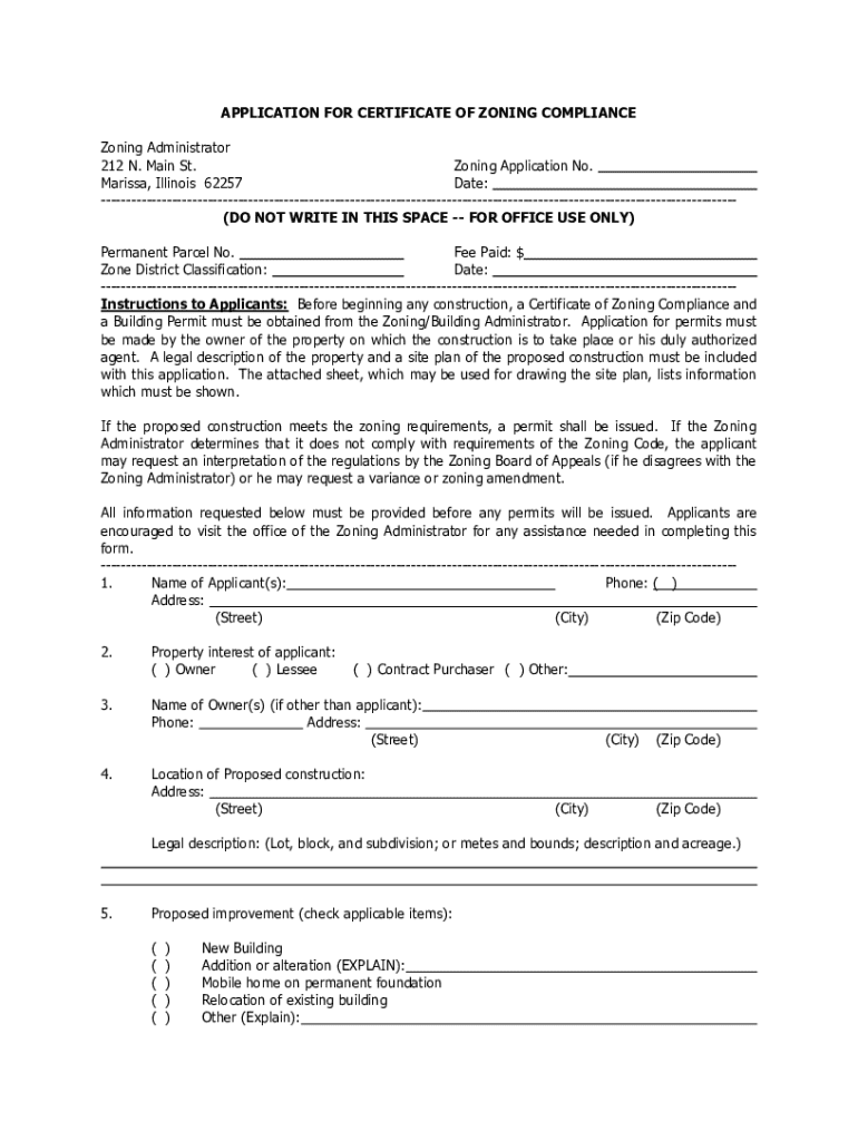 Fillable Online Certificate-of-Zoning-Compliance-Application- ... Fax Email Print - pdfFiller