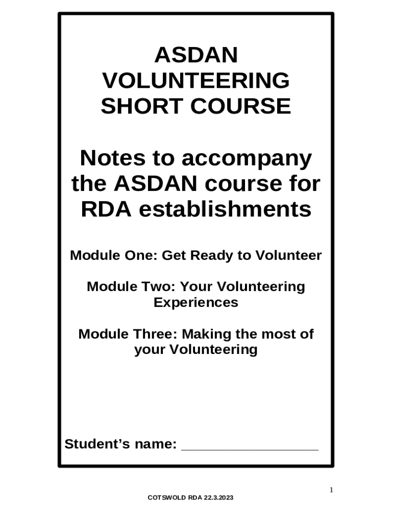 ASDAN Module One: Get Ready to Volunteer Task Two Doc Template | pdfFiller